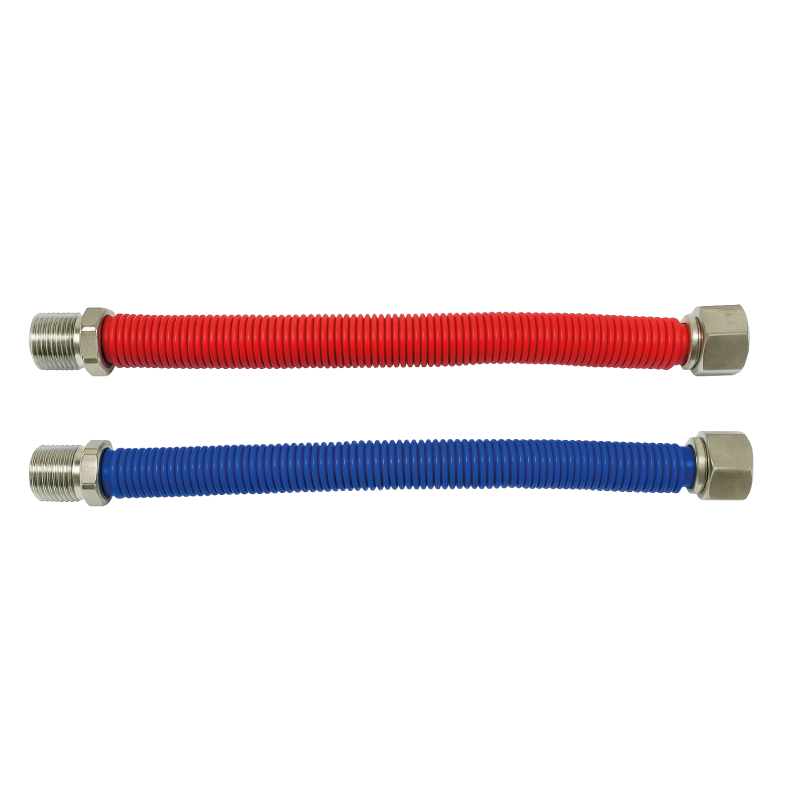 KIT FLEXIBLE EXTENSIBLE FM 3/4' 25-50CM AC INOX CUBIERTA PVC ROJO -AZUL ...